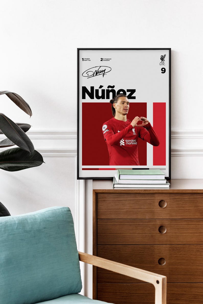 Darwin Núñez Poster, Minimalist Poster, Sports Poster, Wall Art, Wall ...