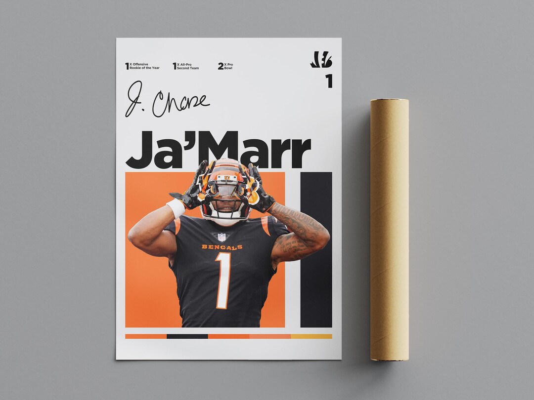 Ja'marr Chase Poster, Minimalist Poster, Sports Poster, Wall Art, Wall ...