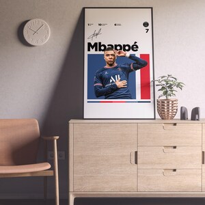 Kylian Mbappé Poster, Minimalist Poster, Sports Poster, Wall Art, Wall ...