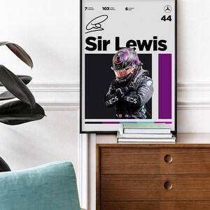 Sir Lewis Hamilton Car Poster, Minimalist Poster, Sports Poster, Wall ...
