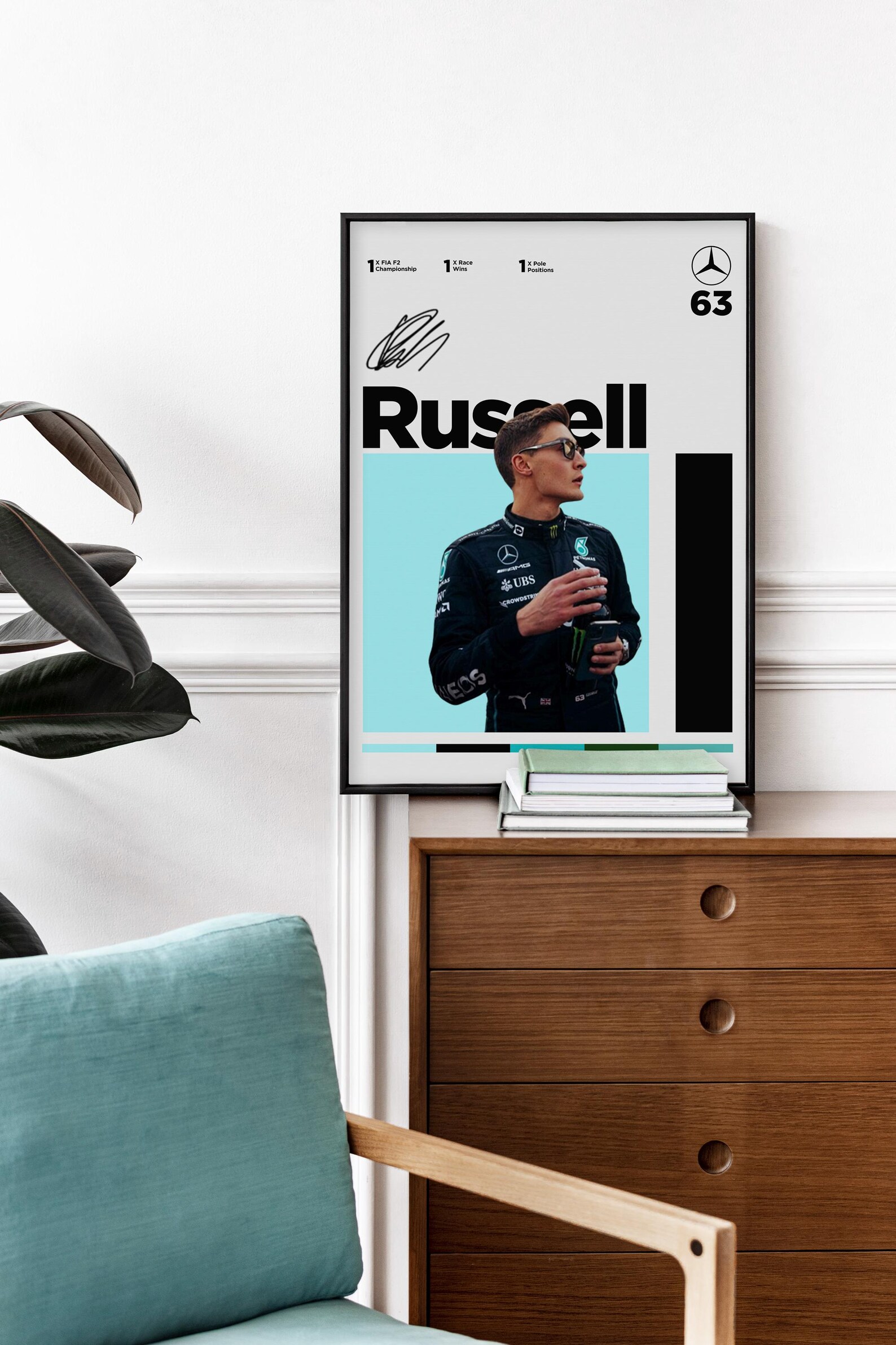 George Russell Poster, Minimalist Poster, Sports Poster, Wall Art ...