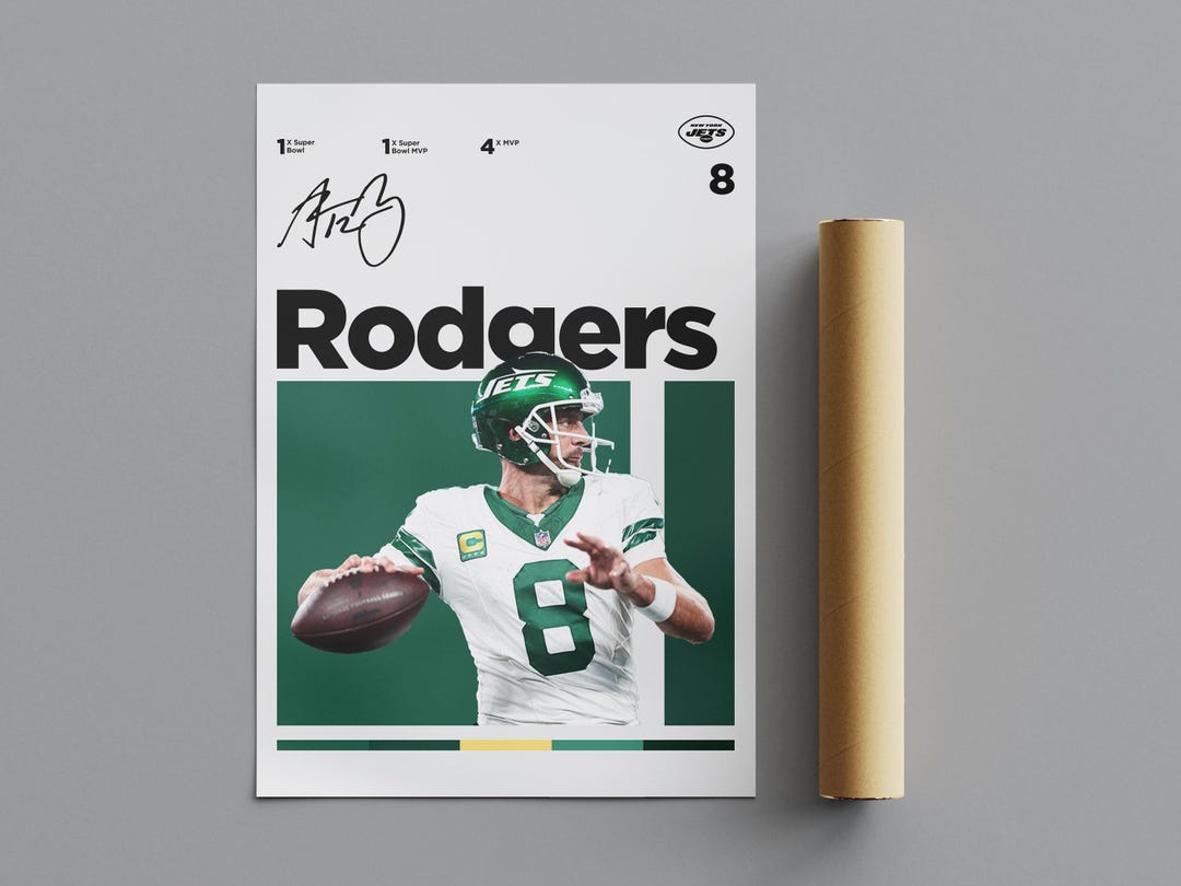 Aaron Rodgers New York Jets Poster, Minimalist Poster, Sports Poster ...