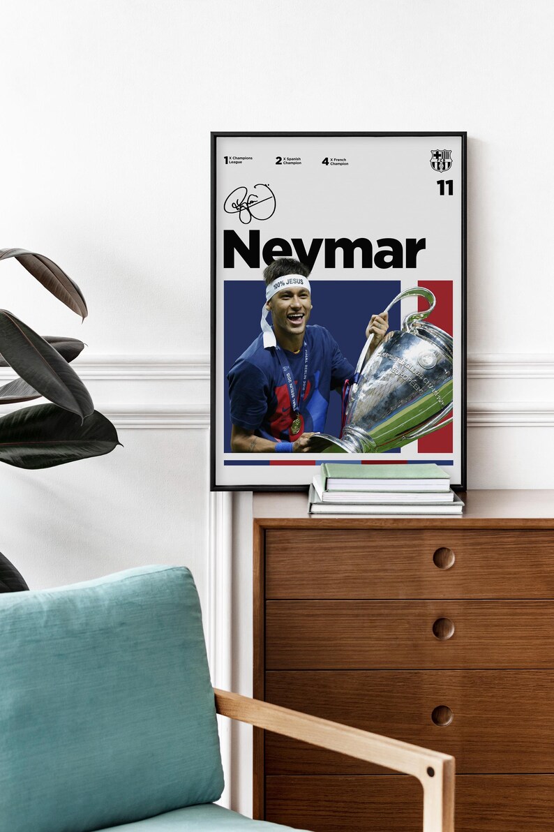 Neymar Da Silva Poster, Minimalist Poster, Sports Poster, Wall Art ...