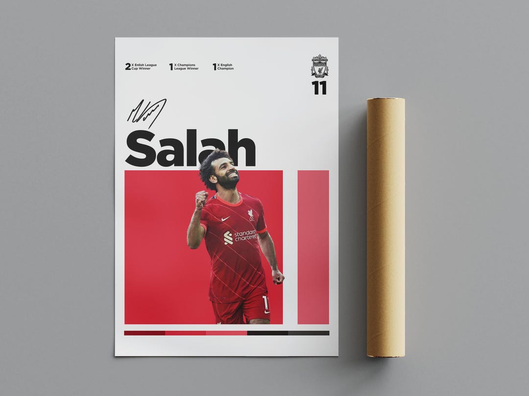 Mohamed Salah Poster, Minimalist Poster, Sports Poster, Wall Art, Wall ...