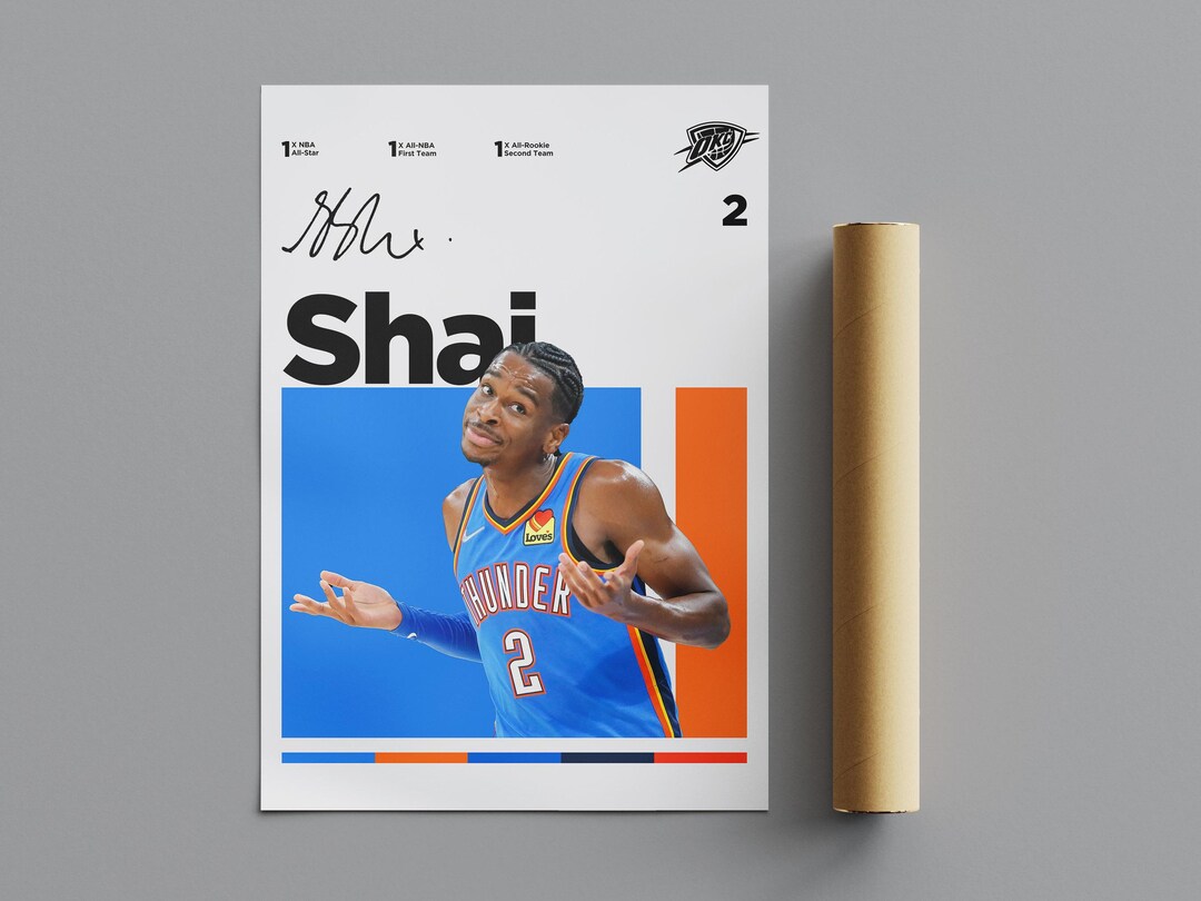 Shai Gilgeous-alexander OKC Thunder Poster, Minimalist Poster, Sports ...