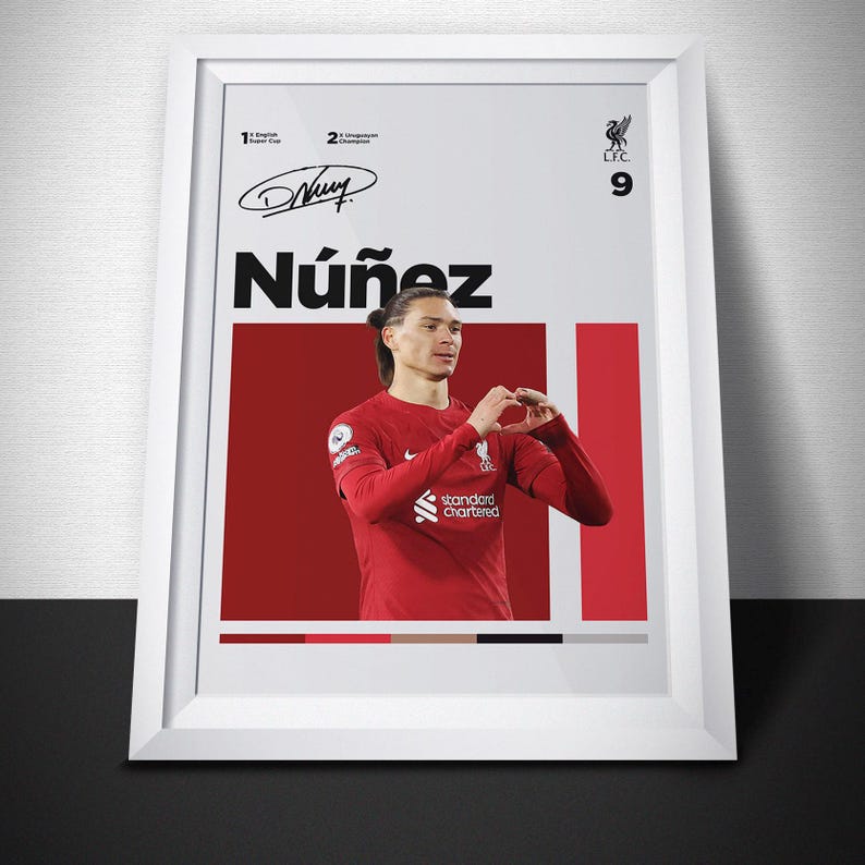 Darwin Núñez Poster, Minimalist Poster, Sports Poster, Wall Art, Wall ...
