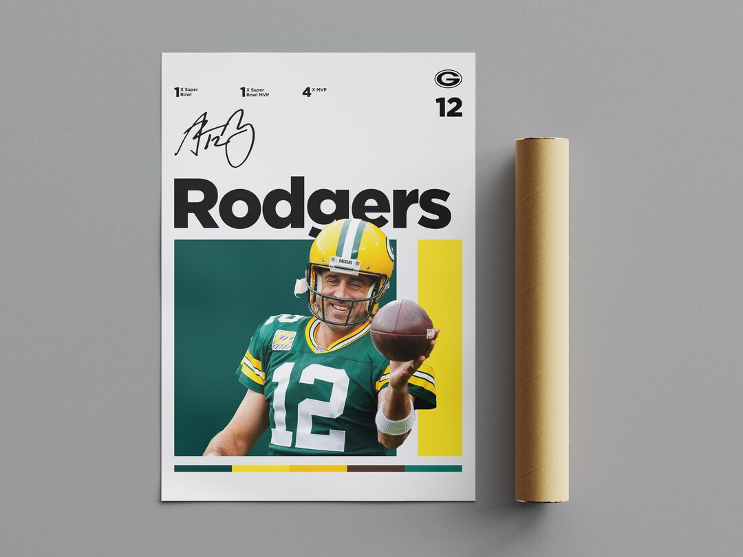 Aaron Rodgers Green Bay Packers Poster, Minimalist Poster, Sports ...