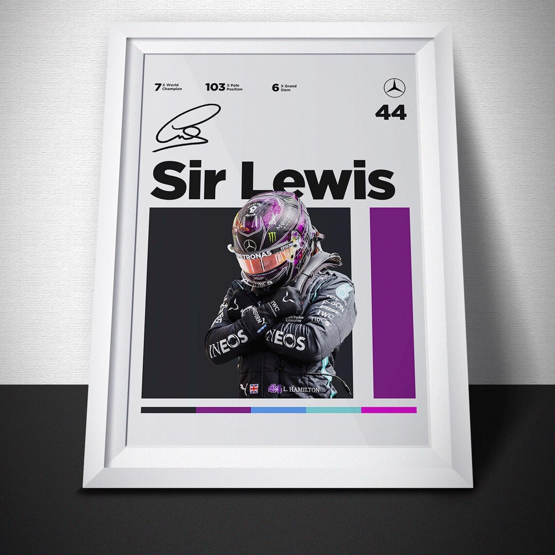 Sir Lewis Hamilton Car Poster, Minimalist Poster, Sports Poster, Wall ...