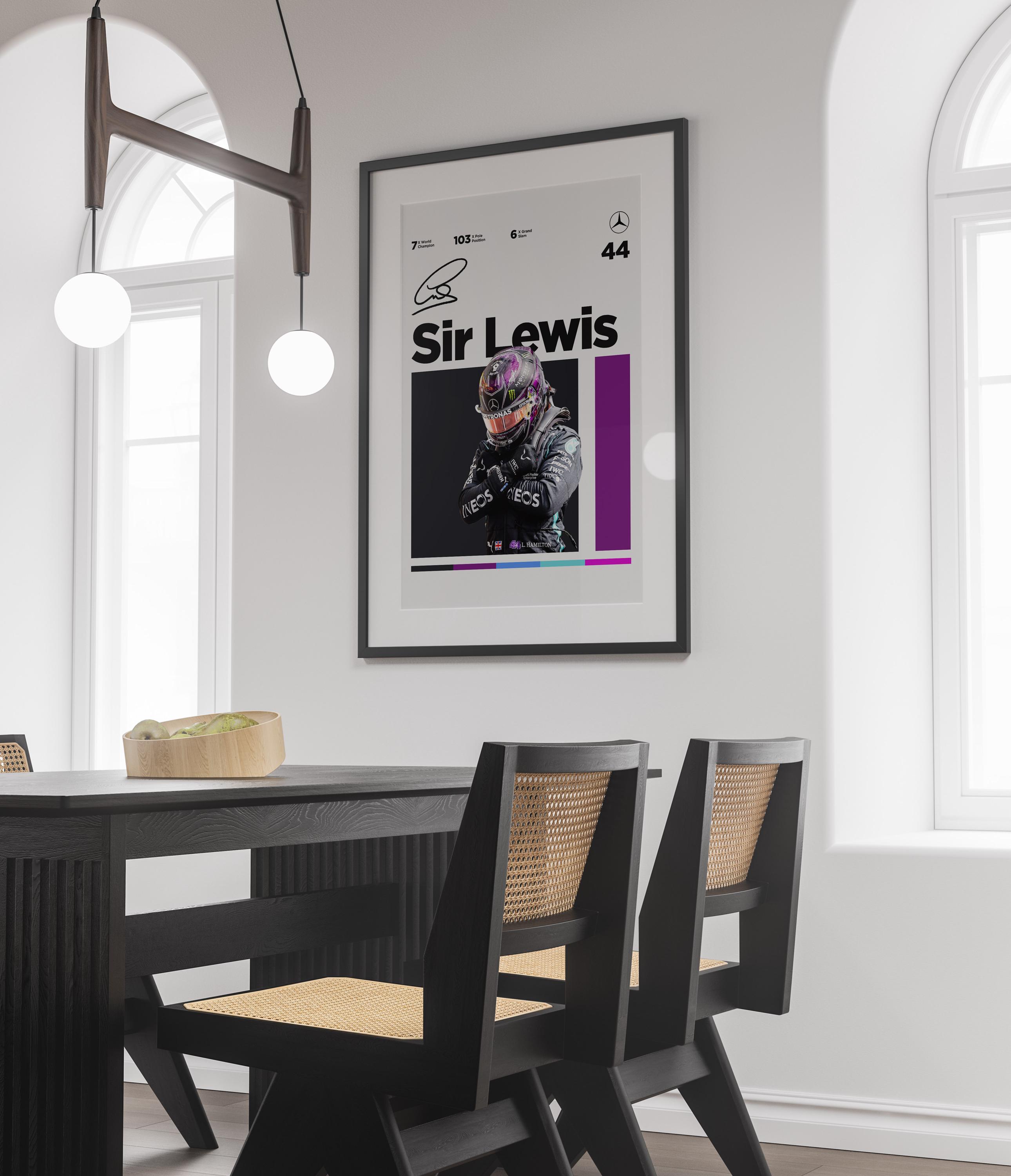 Sir Lewis Hamilton Car Poster, Minimalist Poster, Sports Poster, Wall ...