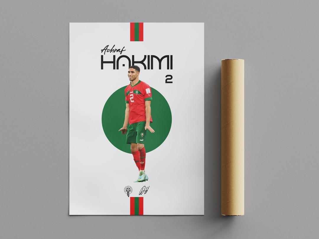 Achraf Hakimi Poster, Minimalist Poster, Sports Poster, Wall Art, Wall ...