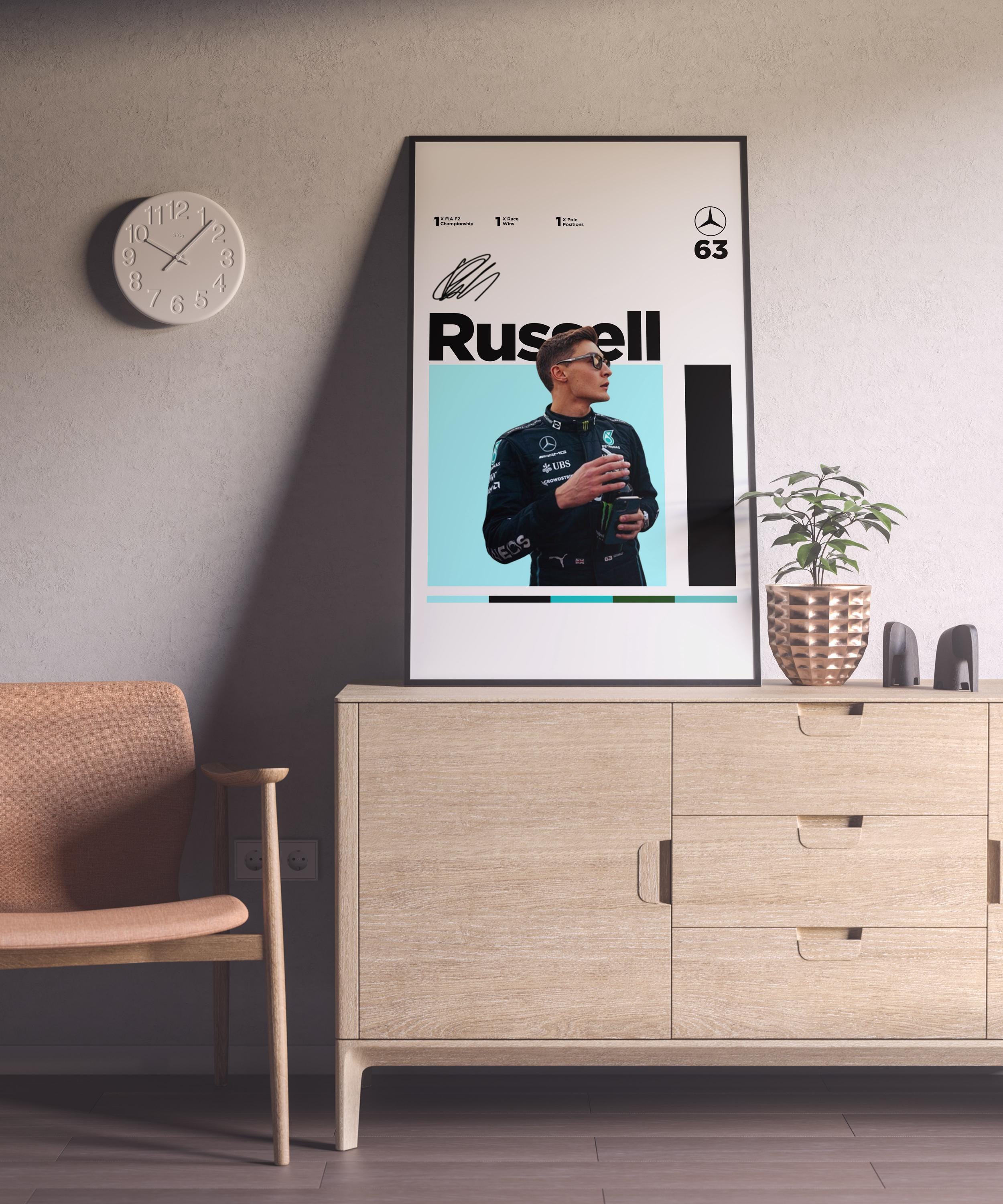 George Russell Poster, Minimalist Poster, Sports Poster, Wall Art ...