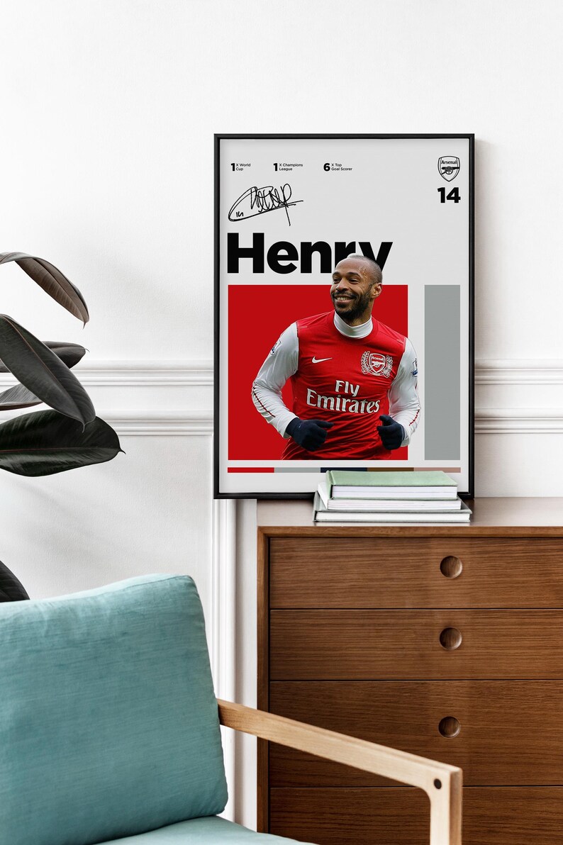 Thierry Henry Poster, Minimalist Poster, Sports Poster, Wall Art, Wall ...