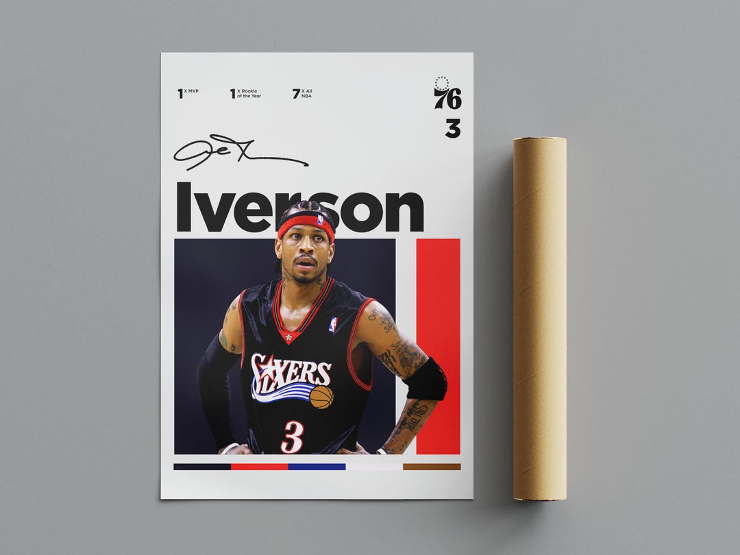 Allen Iverson Philadelphia 76ers Poster, Minimalist Poster, Sports ...