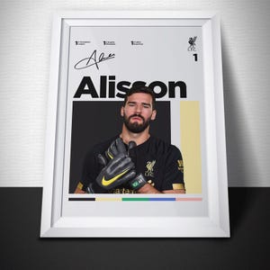 Alisson Becker Poster, Minimalist Poster, Sports Poster, Wall Art, Wall ...