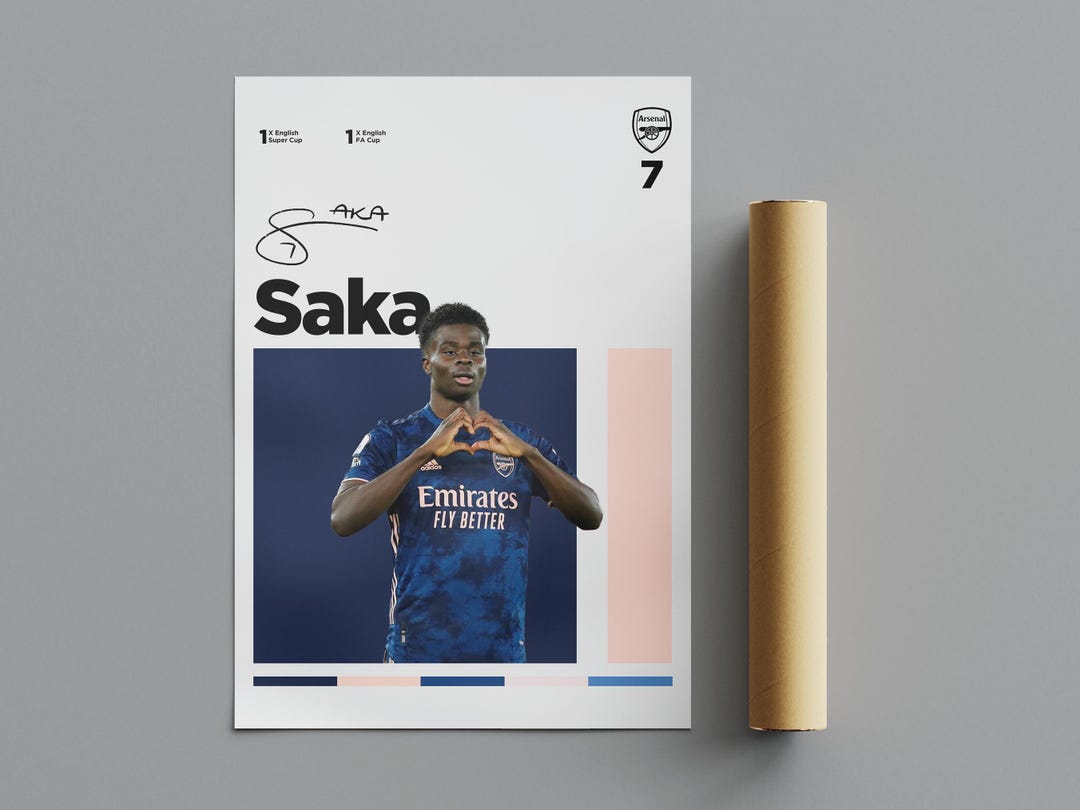 Bukayo Saka Poster, Minimalist Poster, Sports Poster, Wall Art, Wall ...