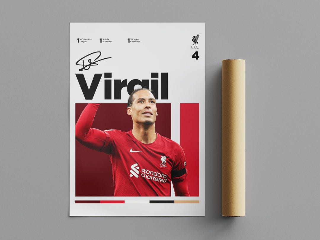 Virgil Van Dijk Poster, Minimalist Poster, Sports Poster, Wall Art ...