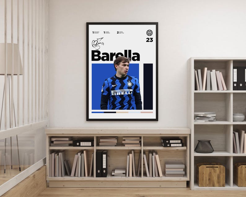 Nicolò Barella Poster, Minimalist Poster, Sports Poster, Wall Art, Wall ...