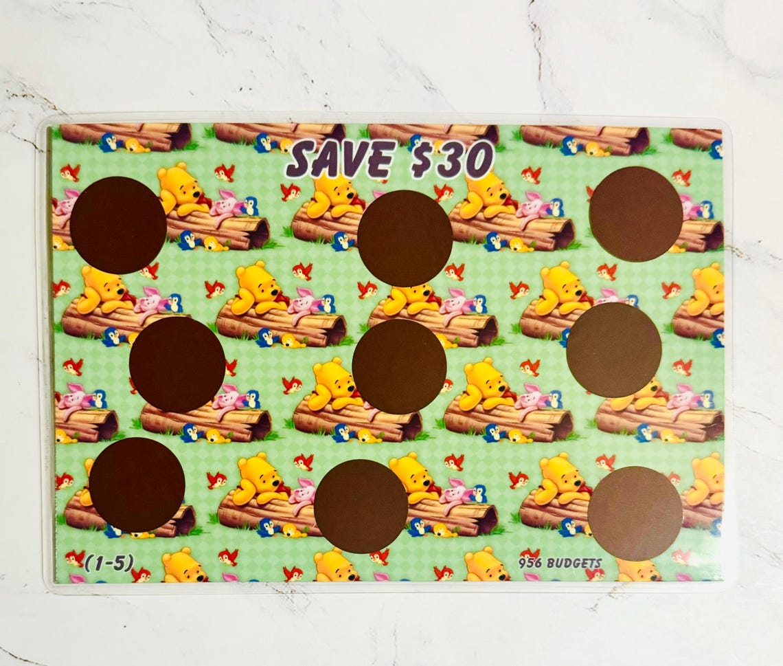 Savings Challenge Scratch off Cards: Laminated Budgeting System, Set of ...