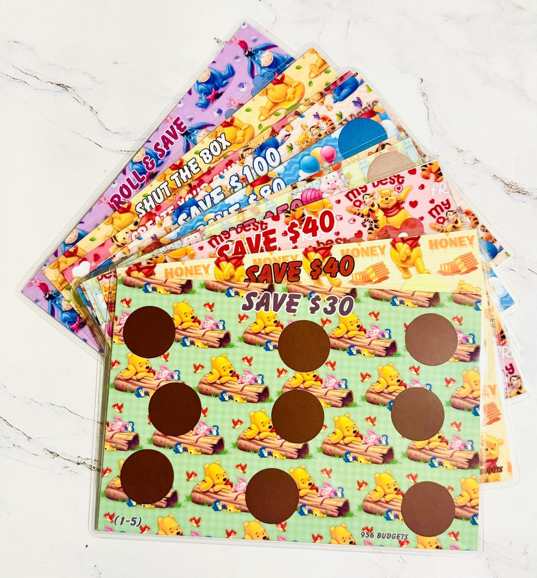 Savings Challenge Scratch off Cards: Laminated Budgeting System, Set of ...
