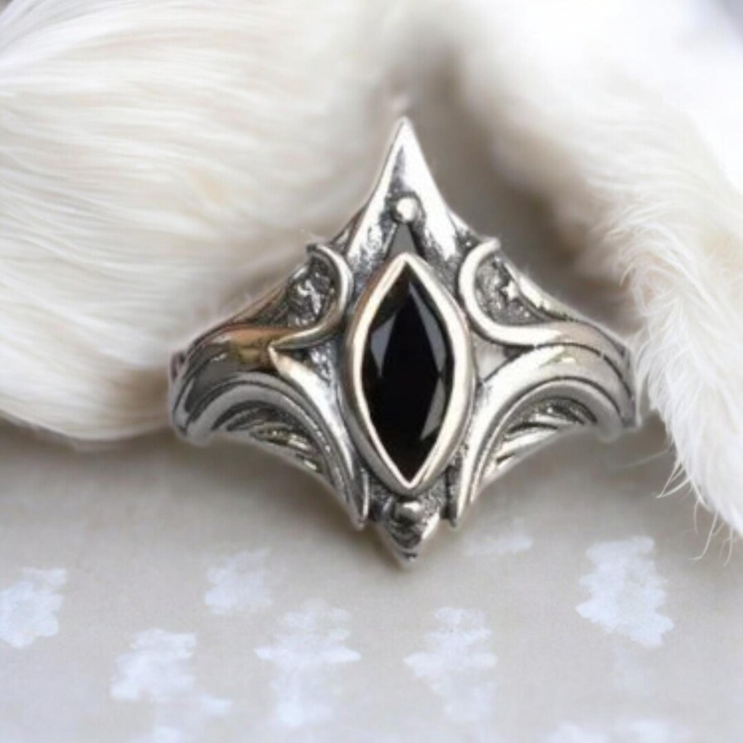 Black Onyx Gemstone Ring,gothic Black Onyx Ring Goth Thumb Ring Y2K ...