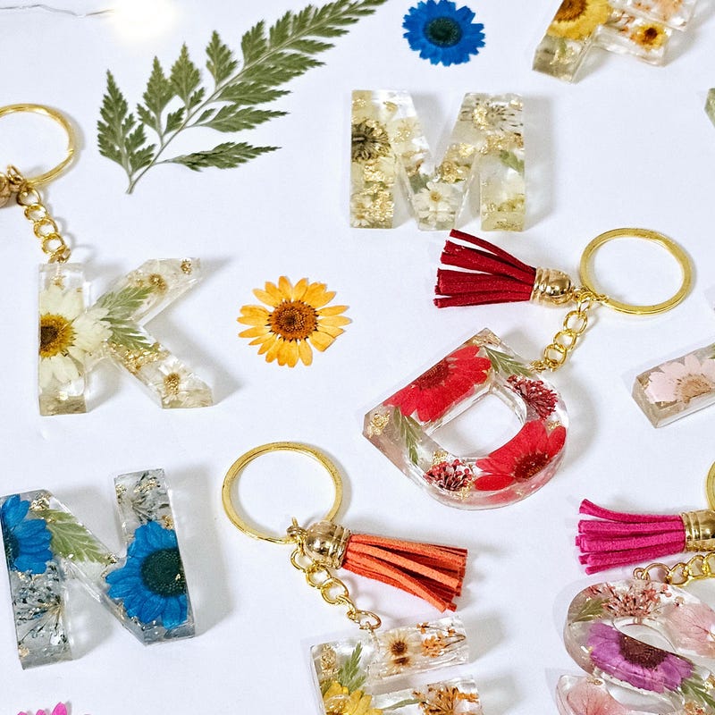 Resin Initial Keychain - Etsy