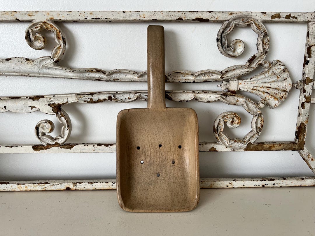Antique Treen Dairy Curd Cheese Spoon - Antique Pierced Wooden Spoon ...