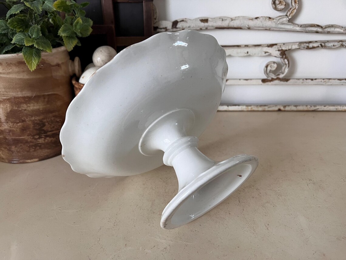 Antique Plain White Ironstone Compote - Fruit Bowl - Ironstone ...