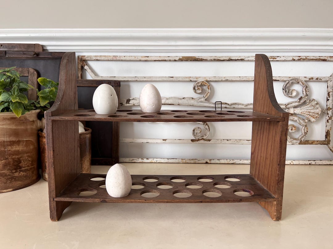 Antique Wooden Egg Rack - Vintage Two Tier Egg Rack - Etsy