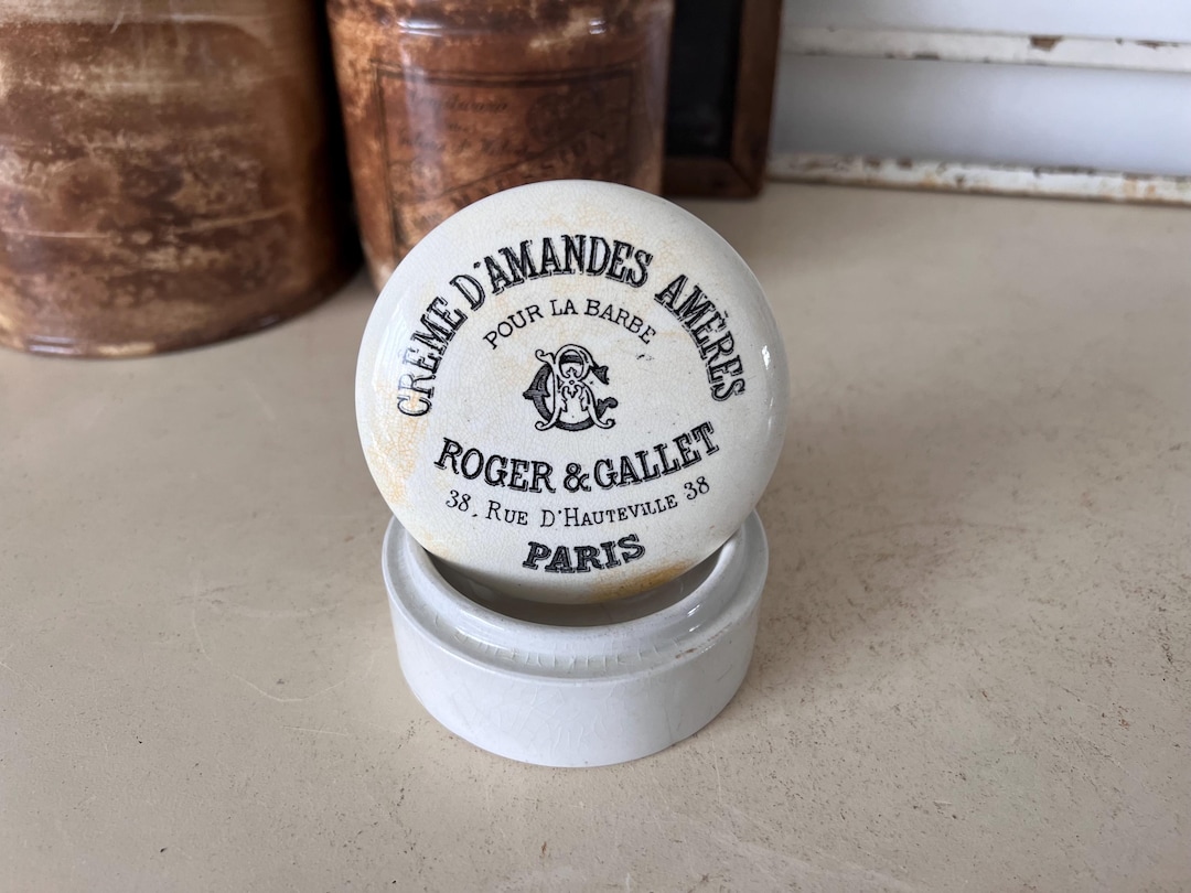 Antique French Ironstone Roger & Gallet Pot Lid and Base - Creme D ...