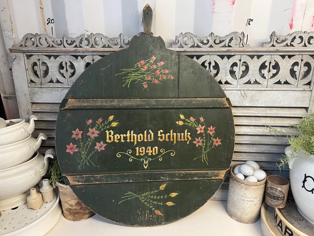 Large Antique Hand Painted Wooden Breadboard Berthold Schuk 1940 ...