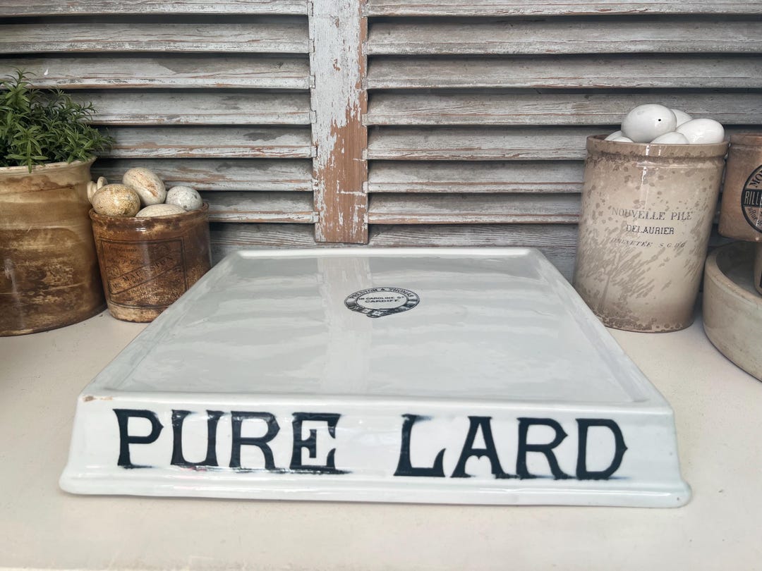 Antique Stained Ironstone PURE LARD Slab - Ironstone Slab - Grocers ...