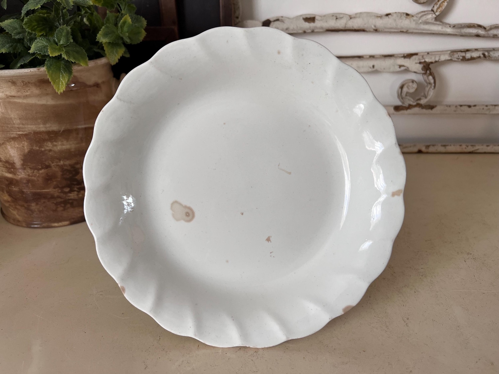 Antique Plain White Ironstone Compote - Fruit Bowl - Ironstone ...