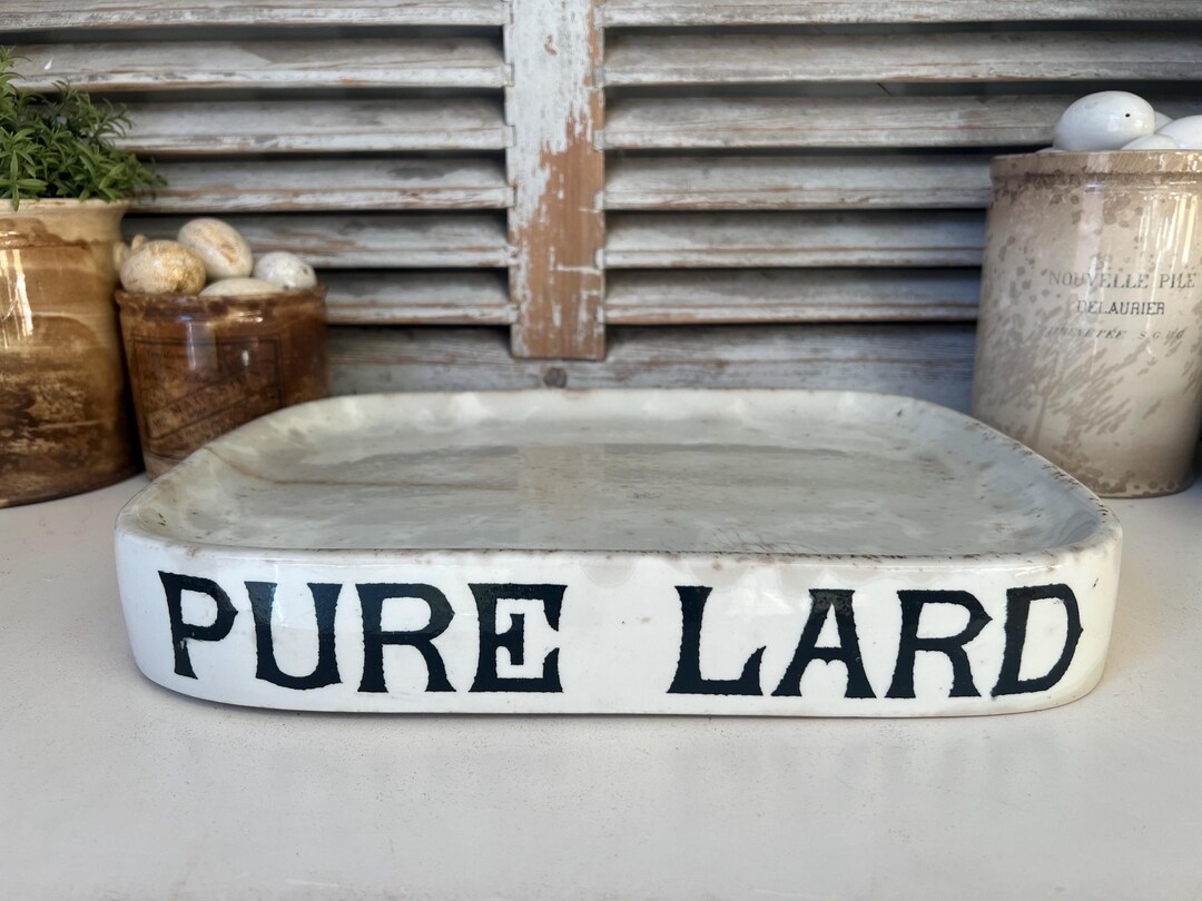 Antique Stained Ironstone PURE LARD Slab Ironstone Slab Grocers Shop ...