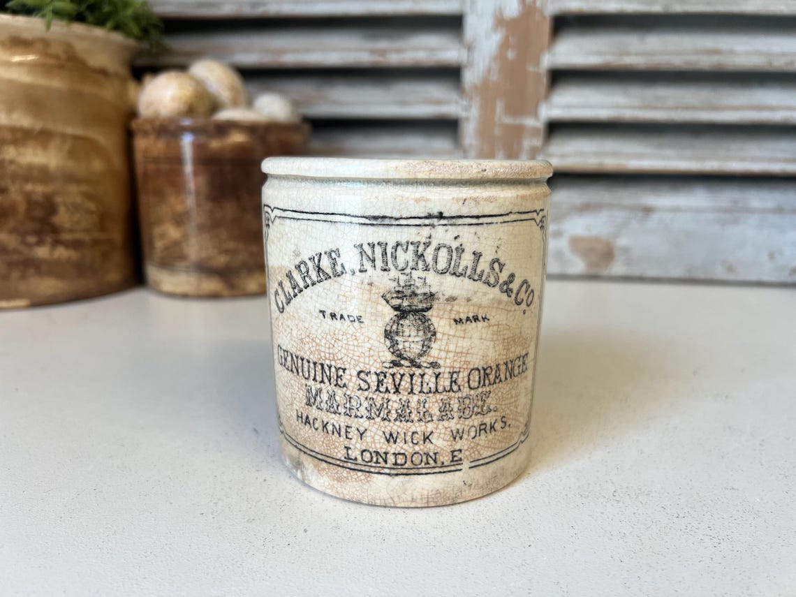 Antique 1lb Ironstone Clarke, Nickolls & Co Marmalade Pot - English ...