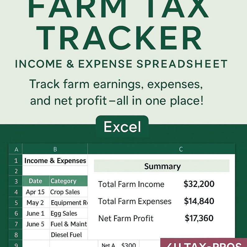 Farm Tax Tracker Spreadsheet 2025-2026 | Income & Expense Log (excel ...