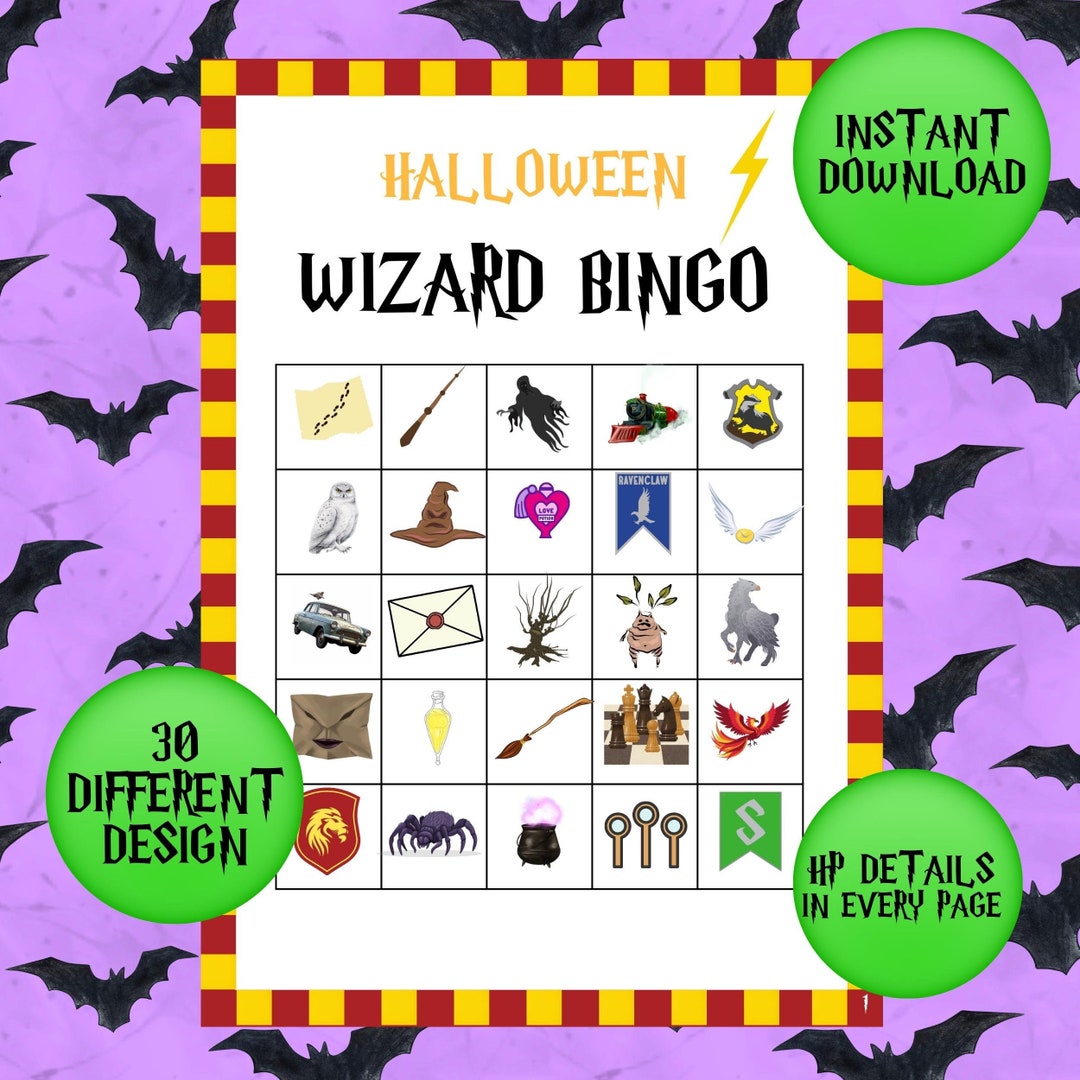 Halloween Wizard Bingo Game Printable | Fun Halloween Activity for Kids ...
