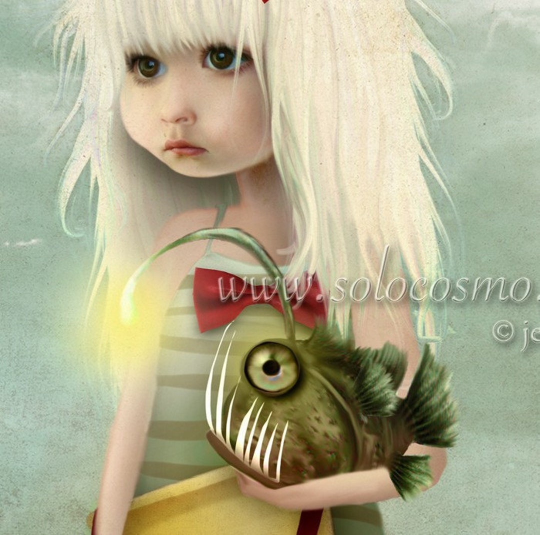 Angler Fish and Little Girl Beach Print my Fishy Friend Fine Art 8x10 ...