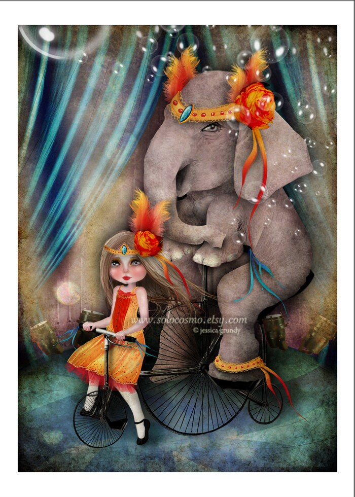 5x7 Circus Art Premium Print A Bicycle Made for | Etsy