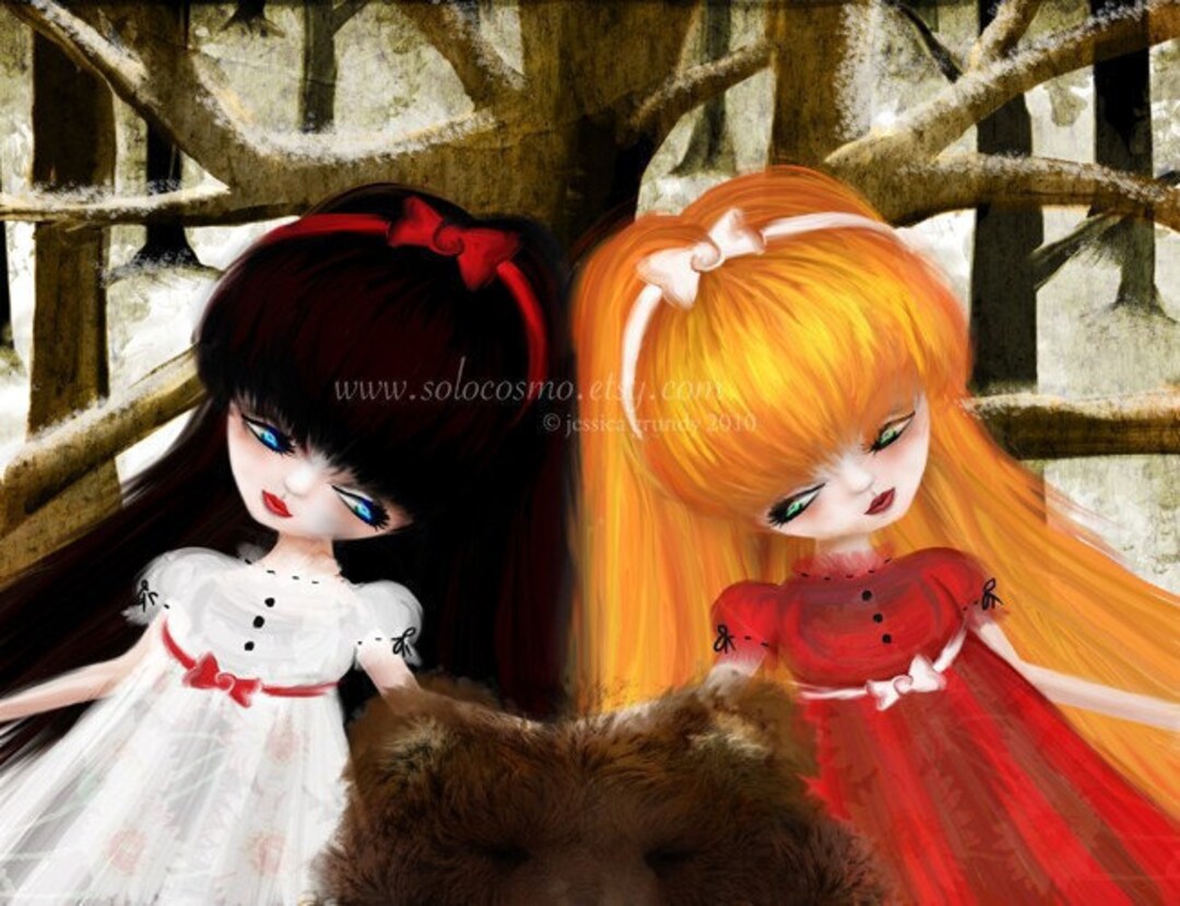 Fantasy Fairy Tale Fine Art Print snow White and Rose Red Medium to ...
