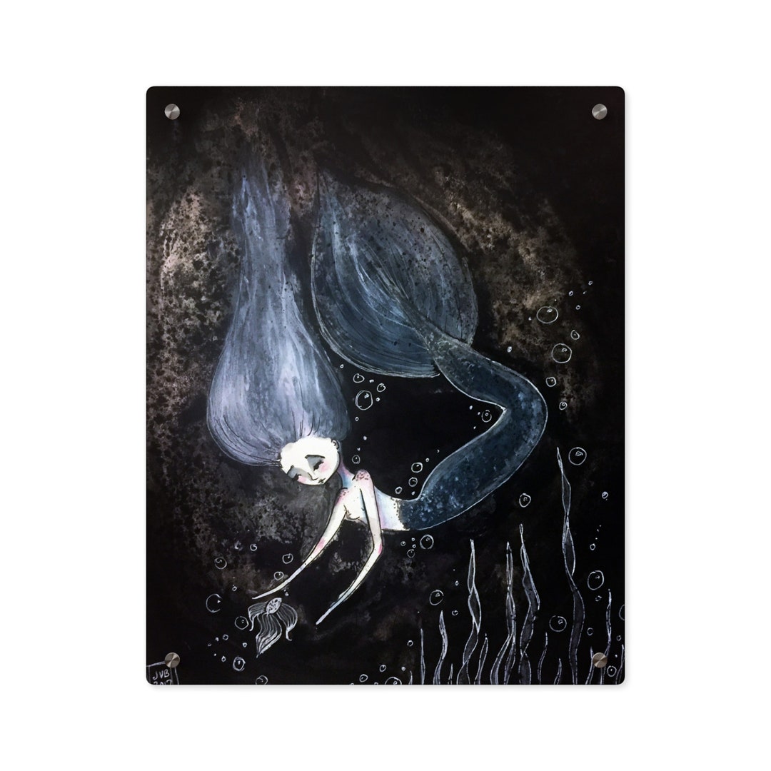 Underwater Dark Mermaid Siren Wall Art Panel - Ready to Hang Acrylic ...