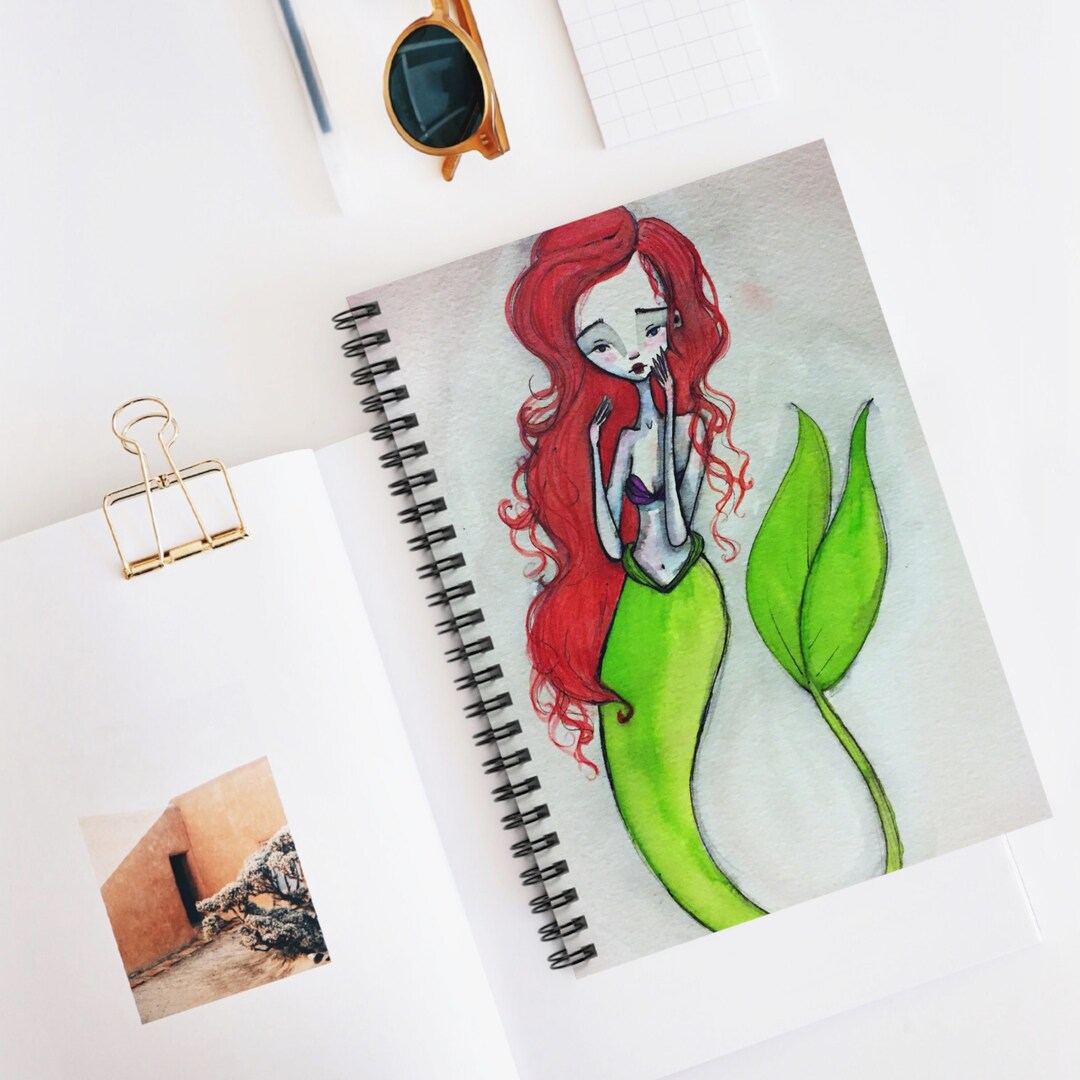 The Little Mermaid Journal - Art by Jessica Von Braun - Spiral Notebook ...
