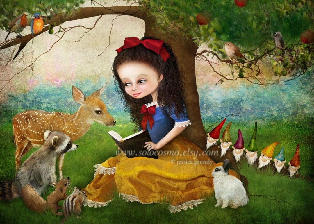 ACEO ATC Mini Art Print snow White Fairy Tale Artists Trading Card by ...
