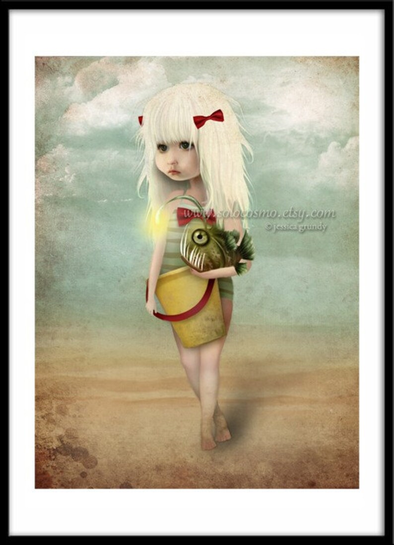 Angler Fish and Little Girl Beach Print my Fishy - Etsy