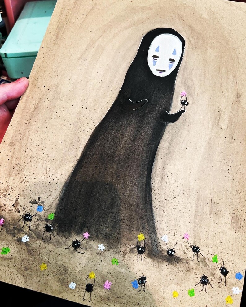 Original Painting - 'kaonashi (no Face)’ Spirited Away Original Ink and ...