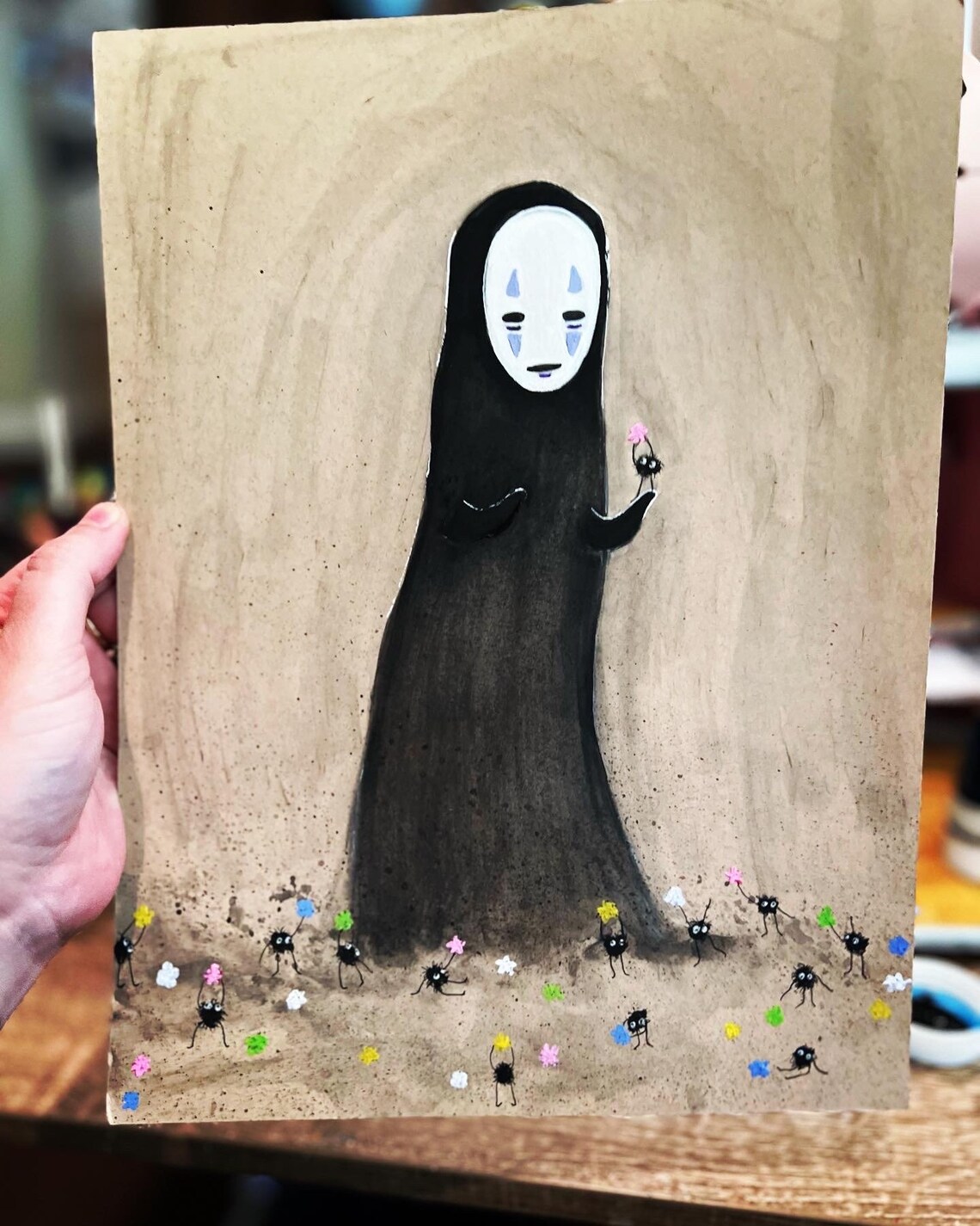 Original Painting - 'kaonashi (no Face)’ Spirited Away Original Ink and ...