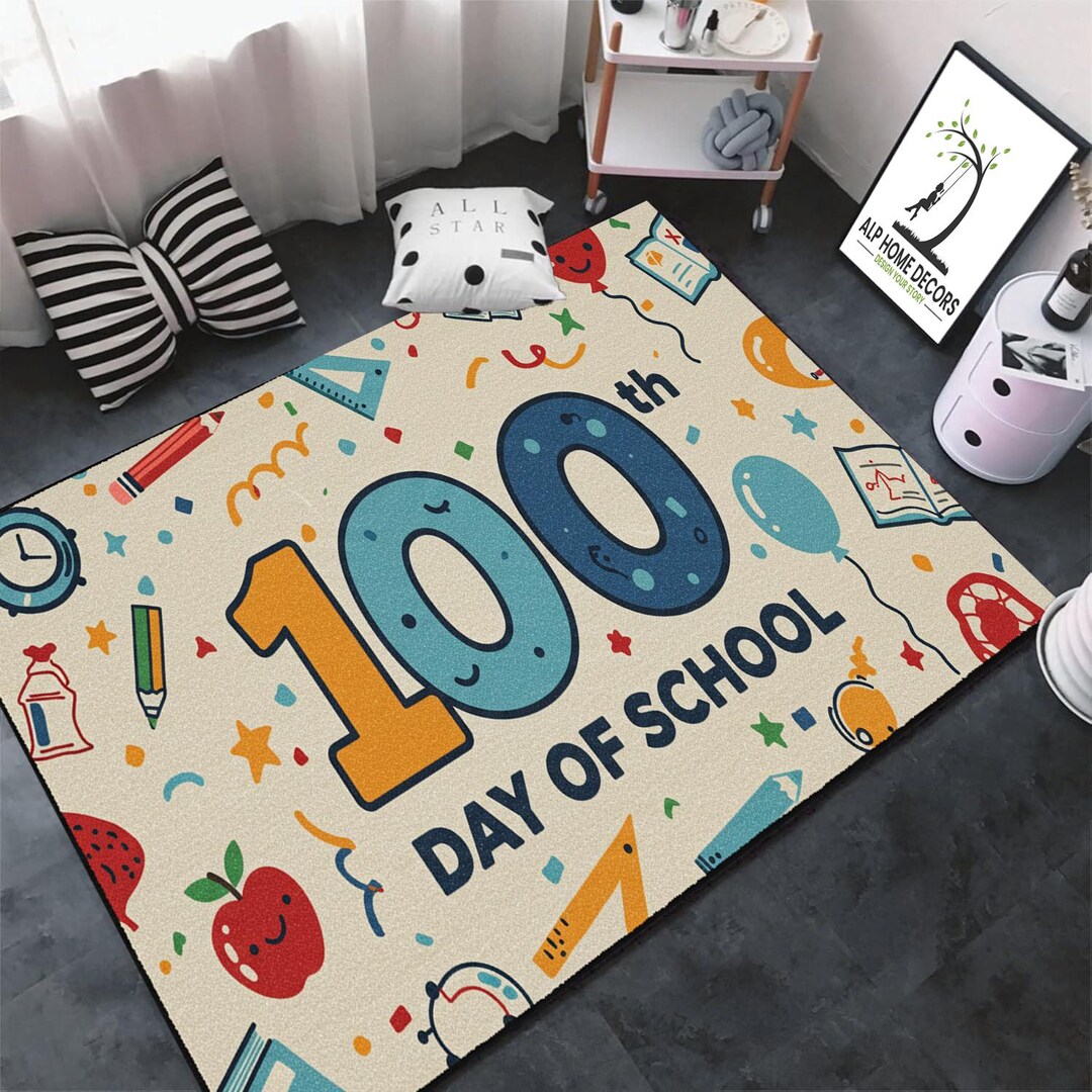 Colorful 100 Days of School Rug–cute Classroom Rug for Kids,educational ...