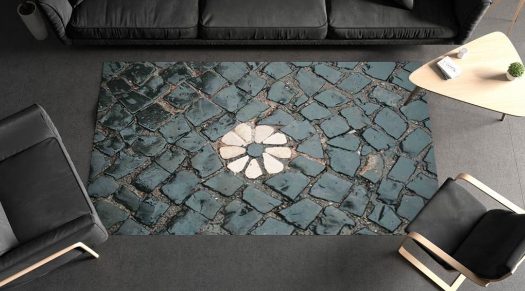 Stone Daisy Design Rug, Custom Printed Daisy Rug, Gift for Her, Daisy ...