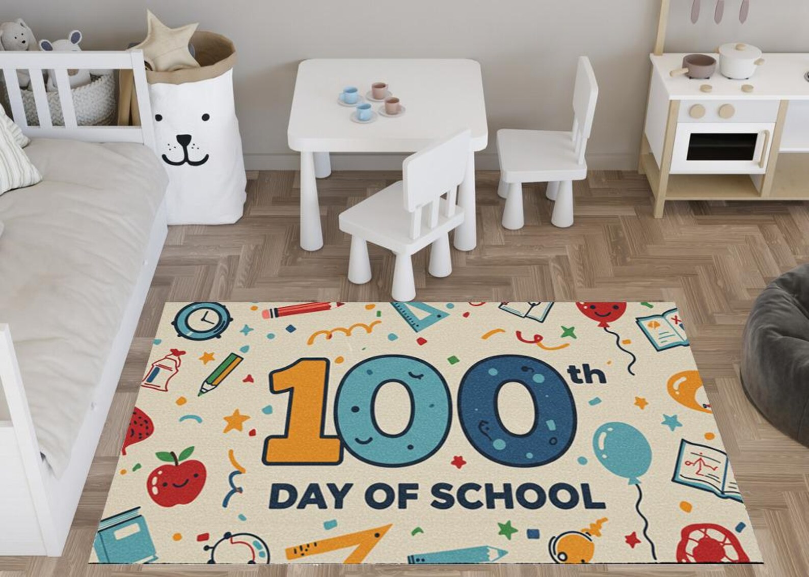 Colorful 100 Days of School Rug–cute Classroom Rug for Kids,educational ...