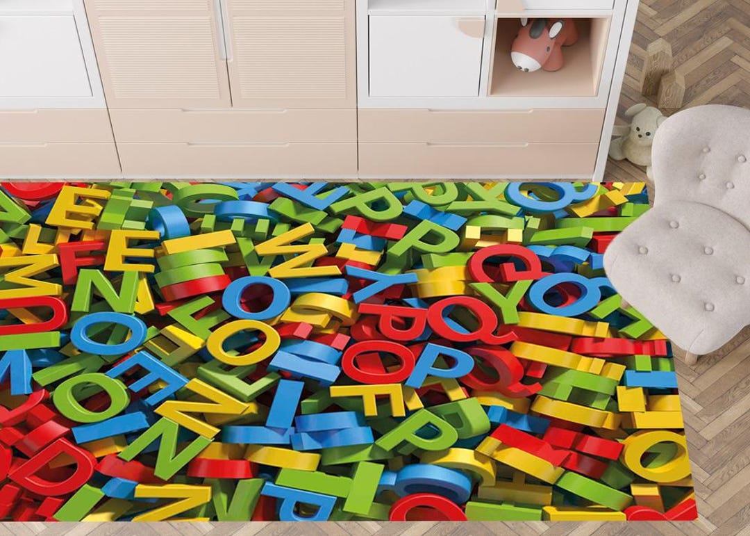 Colorful Alphabet Rug for Kids, Educational Letters Design Colorful Rug ...