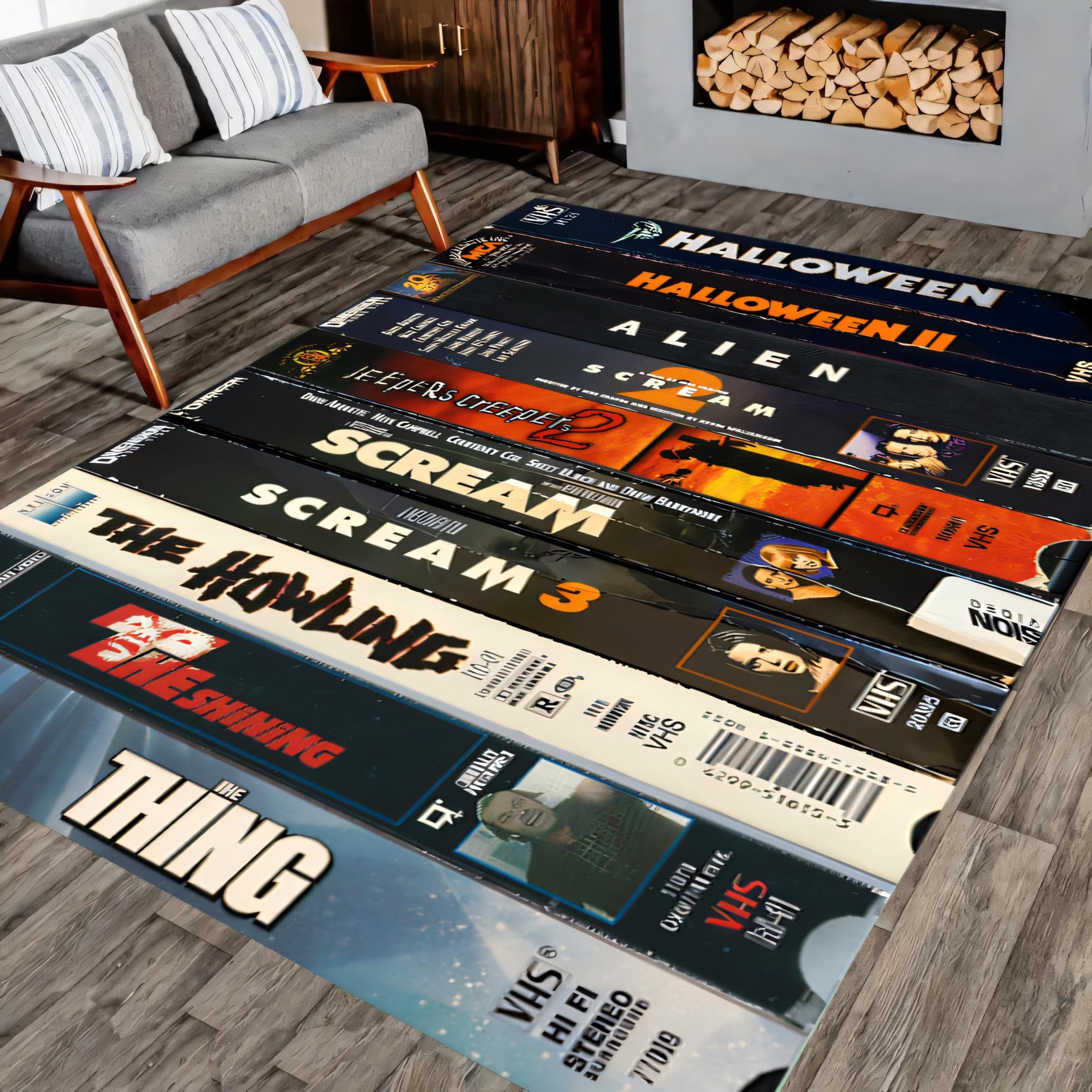 Custom Horror VHS Rug, Retro 80s Movie Carpet for Home Theater, Gift ...